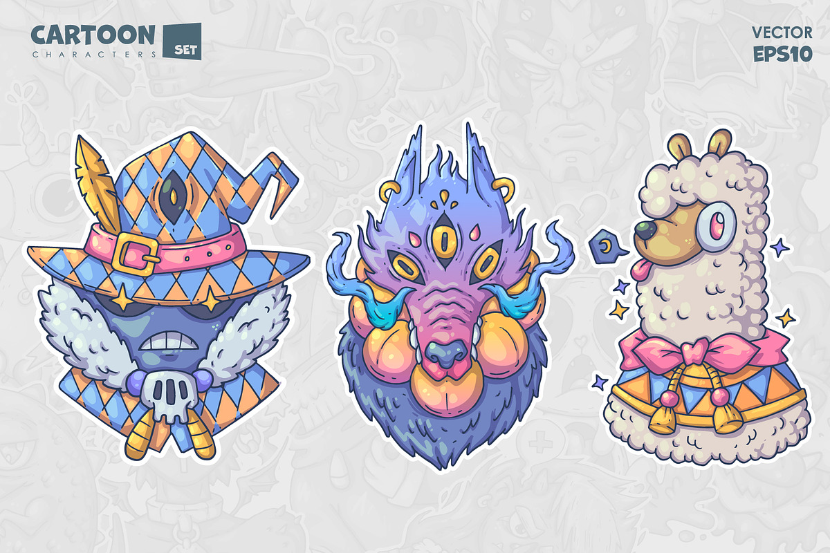 Cartoon Characters Set, a Decorative Illustration by Andrew_Derr ...