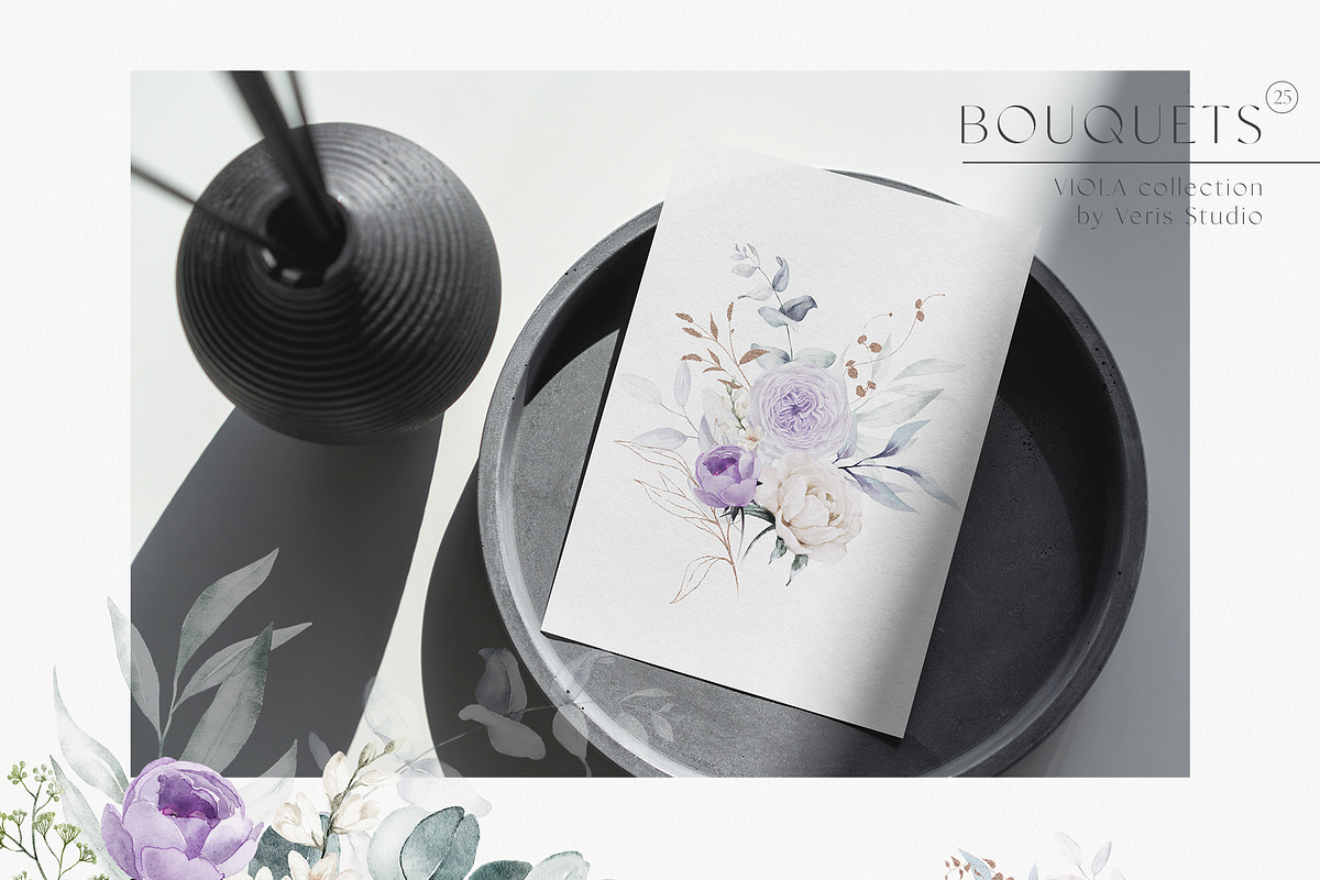 Violet Watercolor Floral Alphabet, a Decorative Illustration by Veris ...