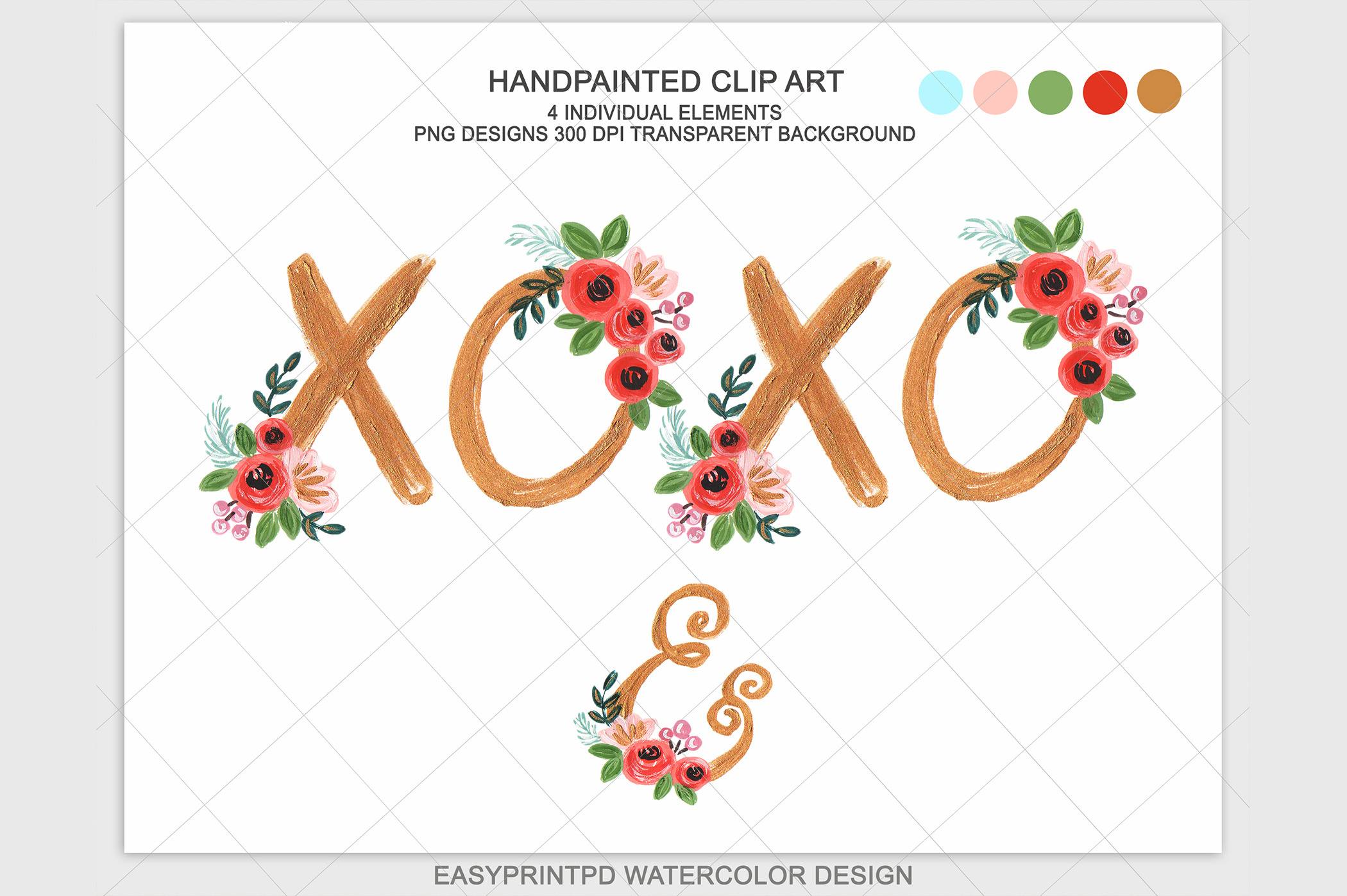 Xoxo Wedding Flower clip Art, an Illustration by Magic Story Studio
