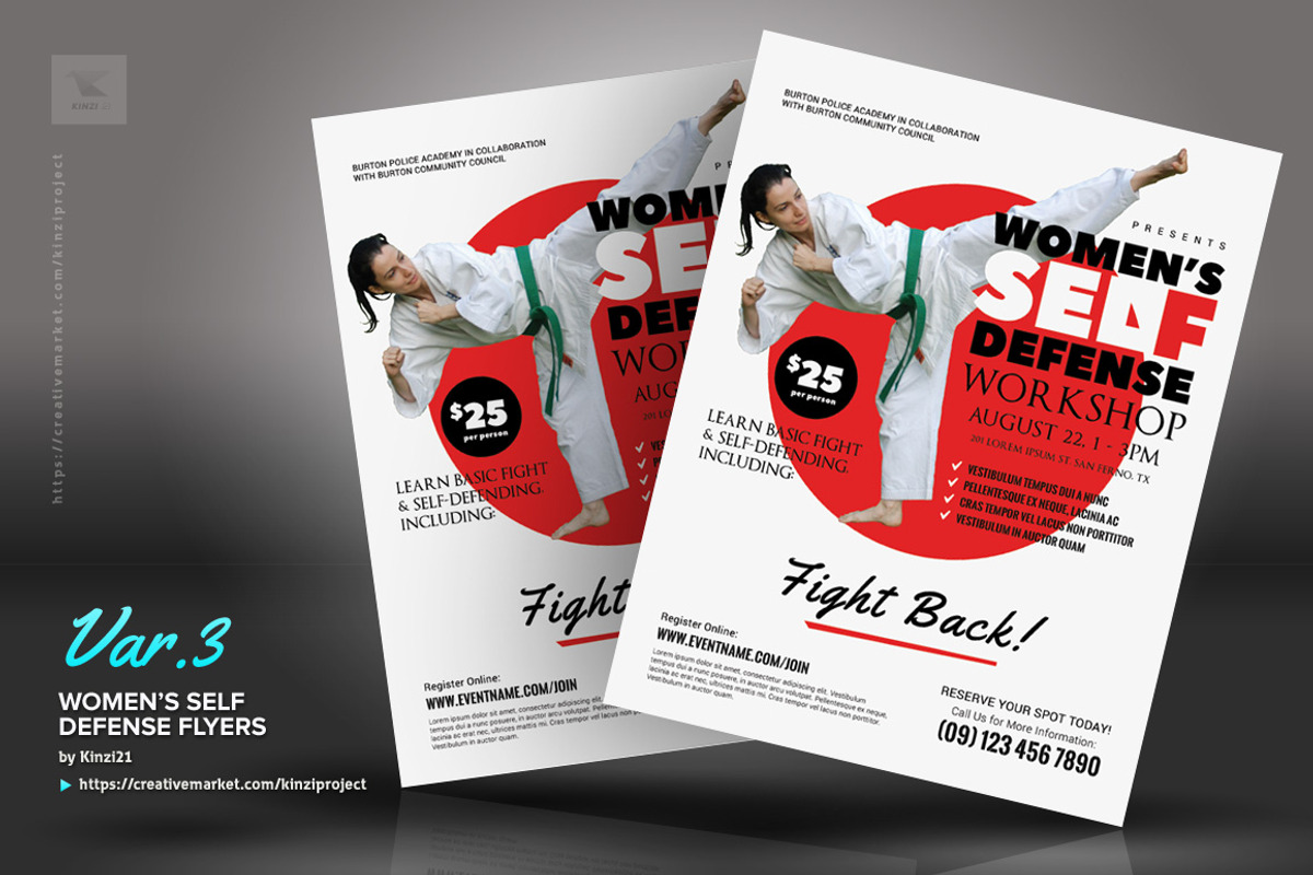 Women's Self Defense Flyer Templates, a Flyer Template by kinzi21