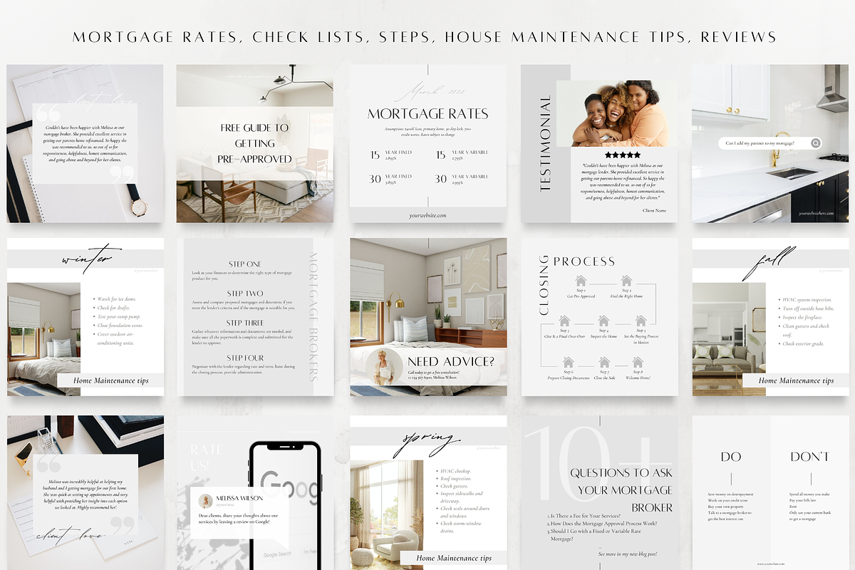 100 Mortgage Broker Social M Posts, a Social Media Template by ZoaniDesign