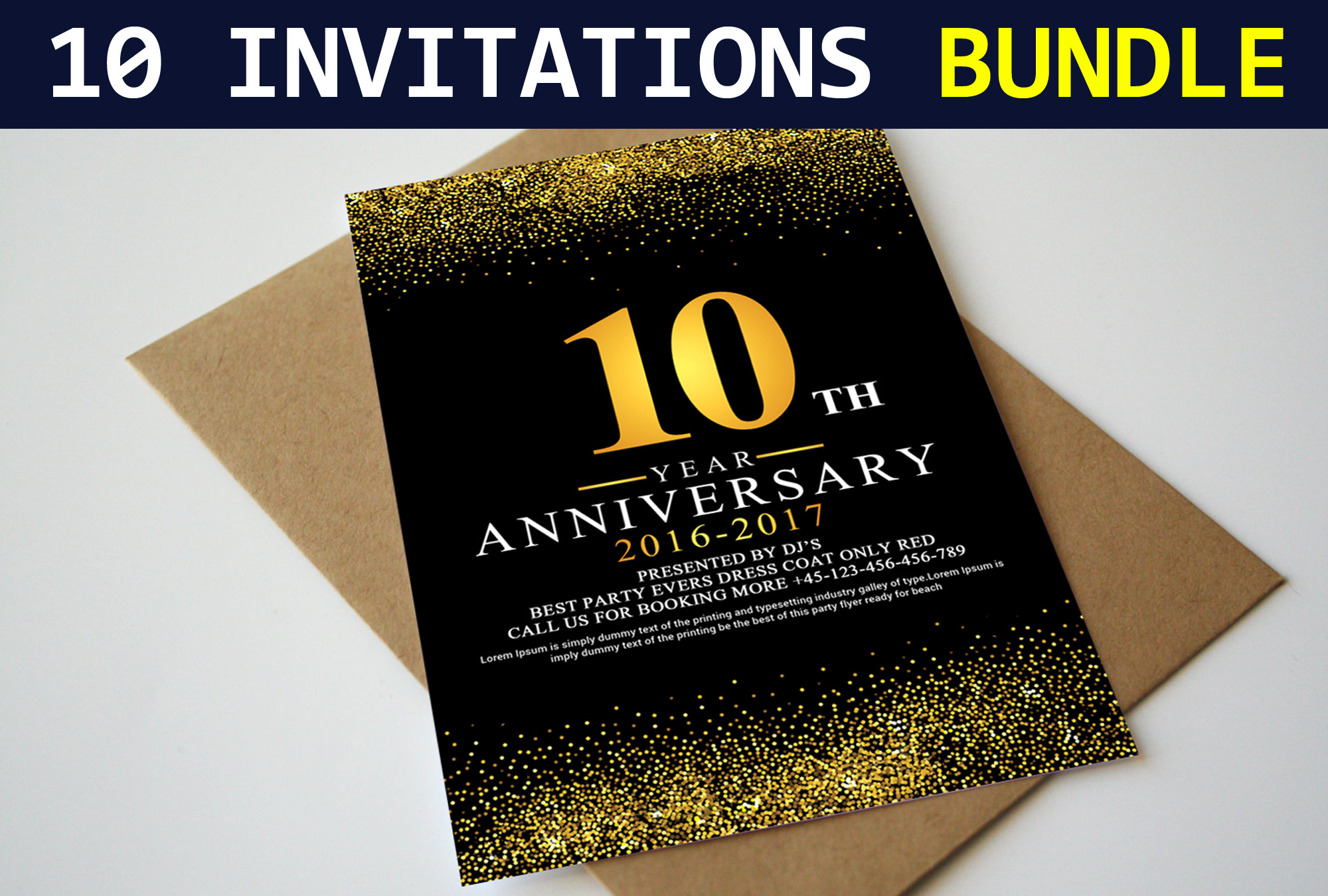10 Invitation Cards Bundle, a Card Template by graphicforest