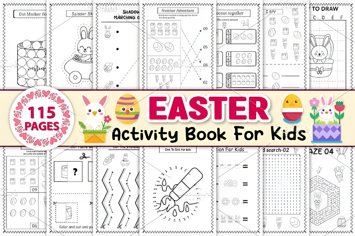 Full Easter Activity Pages for Kids, a Seasonal Illustration by Ink Gallery