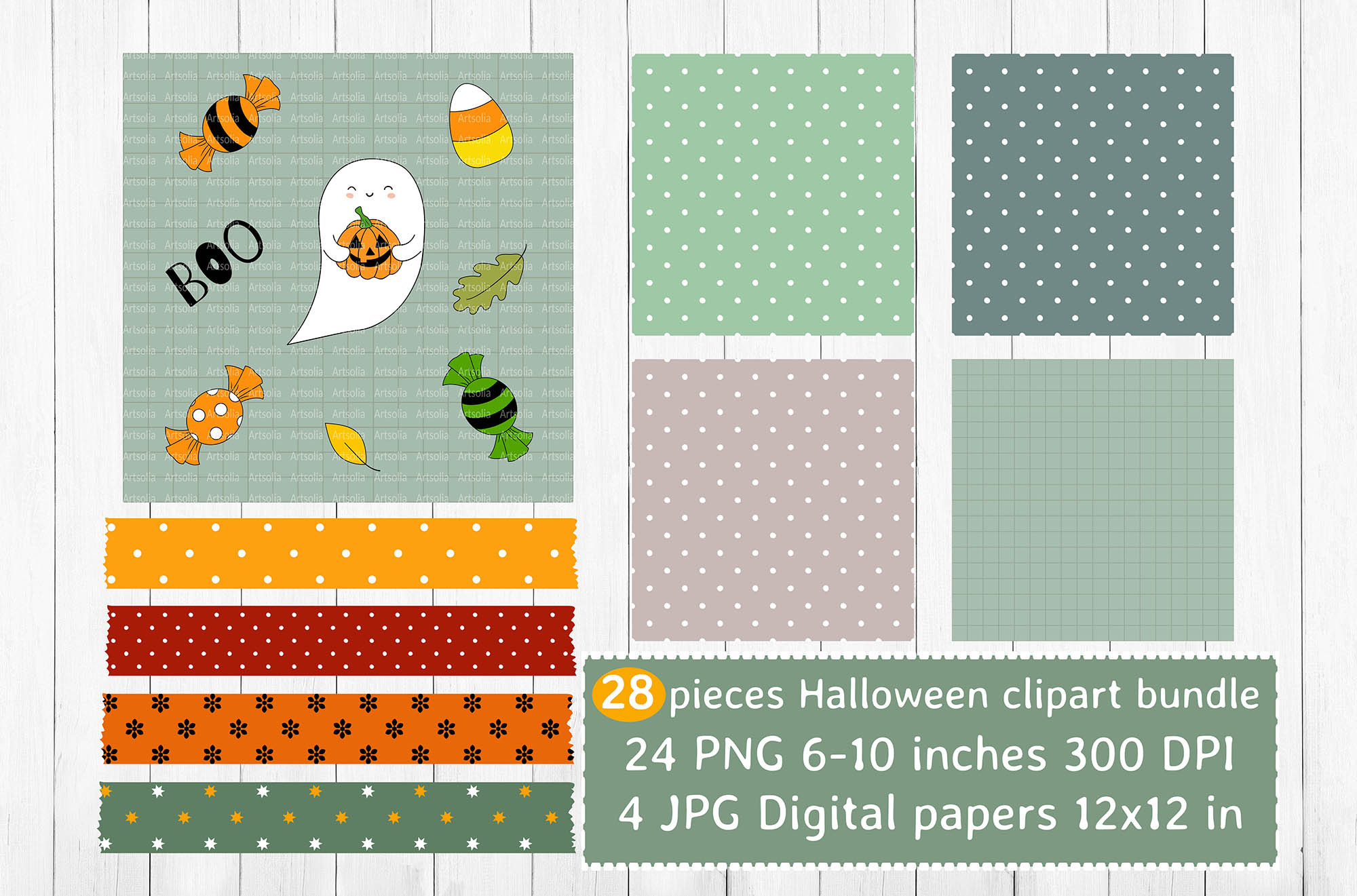 Halloween clipart bundle cute ghost, an Illustration by Soulpreneur