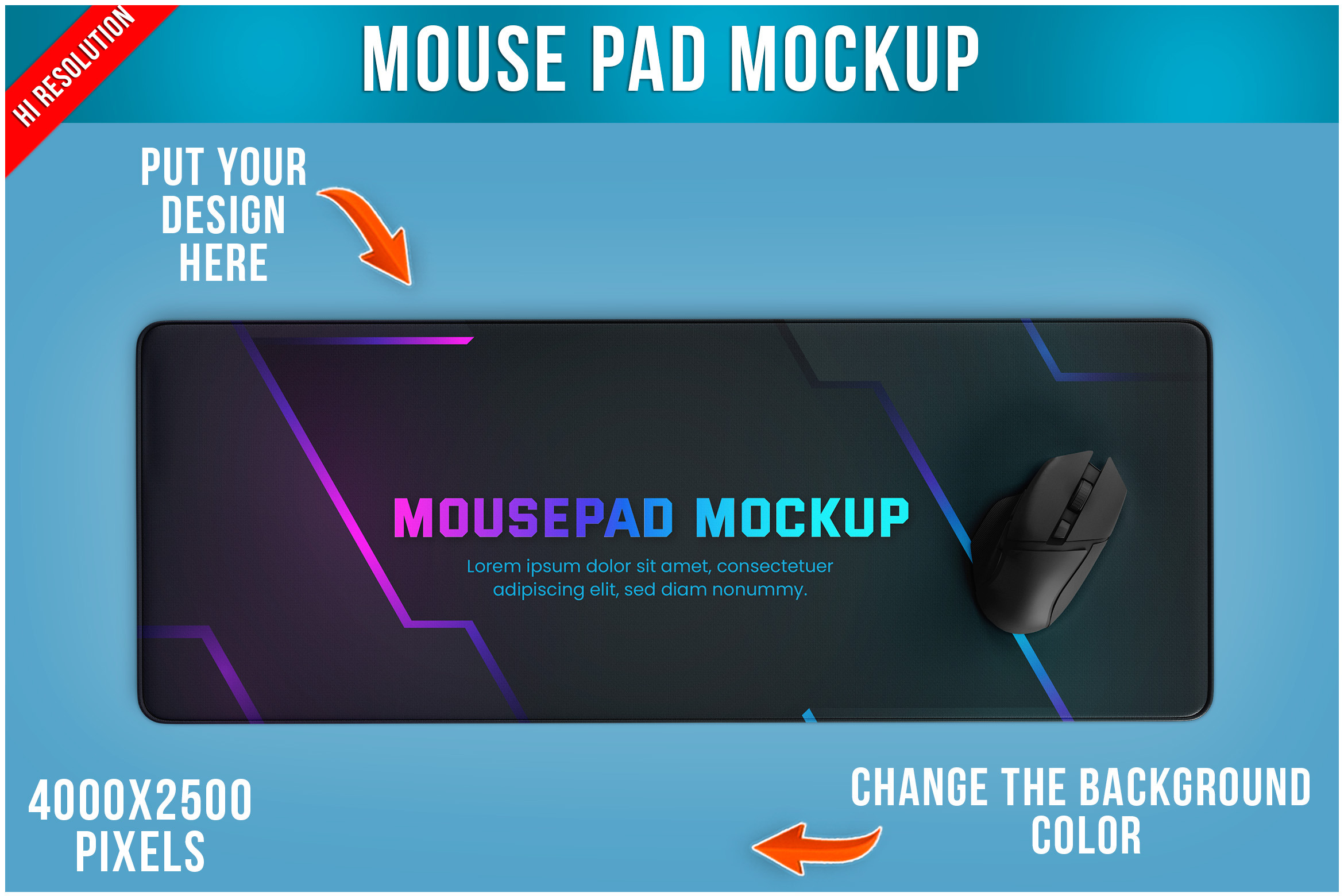 Large Gaming Mouse Pad Mockup PSD, a Mac Mockup by Bruno's Shop