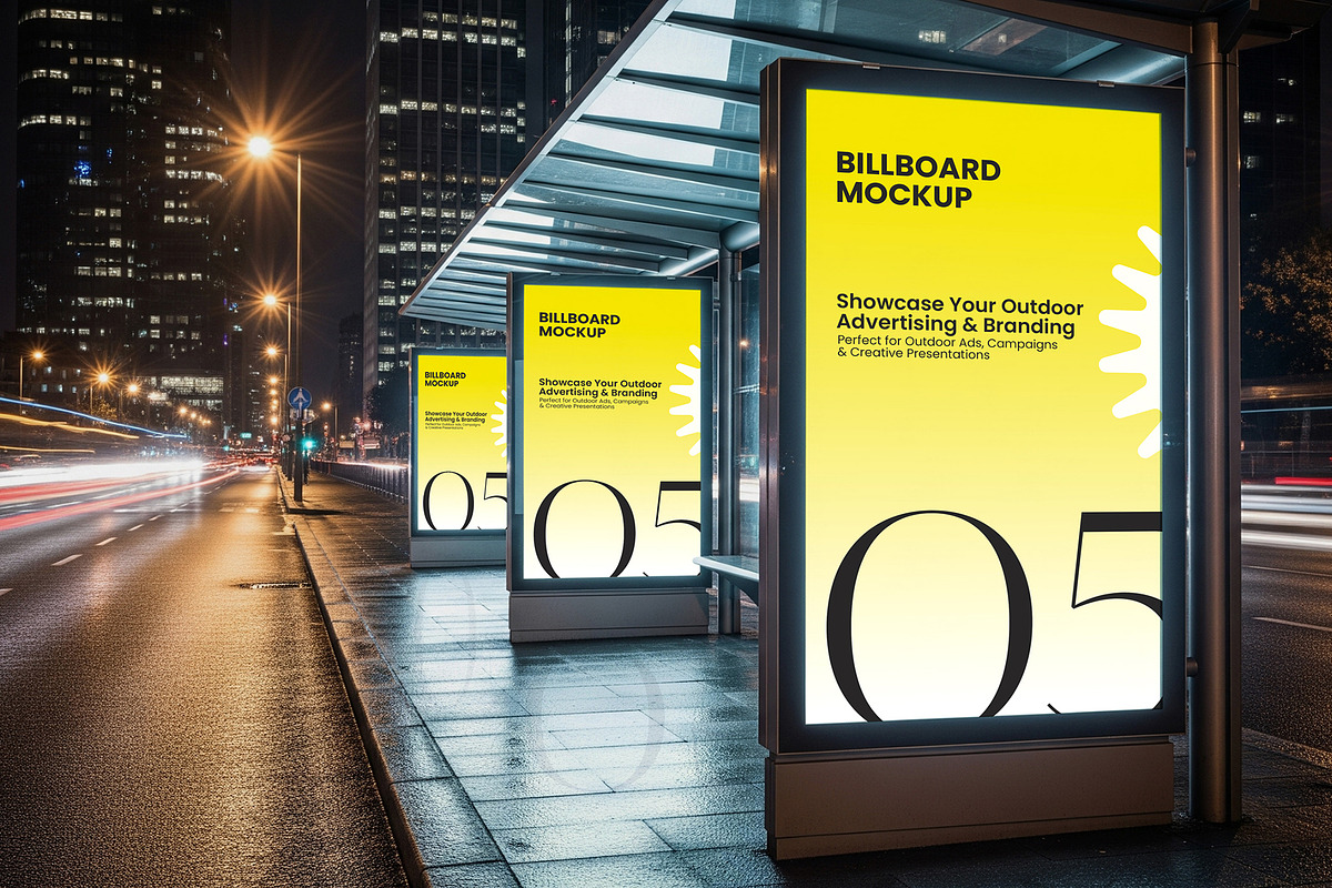 Bus Stop Billboard Mockup