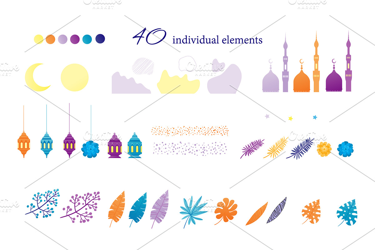 Islamic elements collection, an Illustration by Artemieva Kateryna