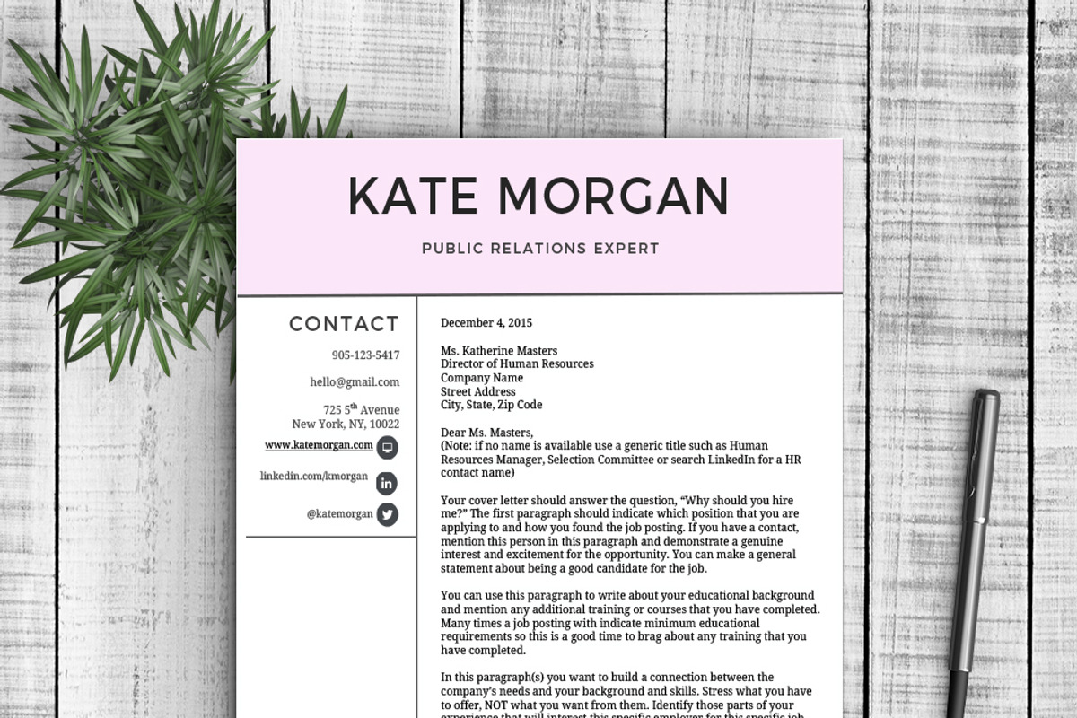 Resume Template Kate, a Resume Template by Resume Template Shoppe