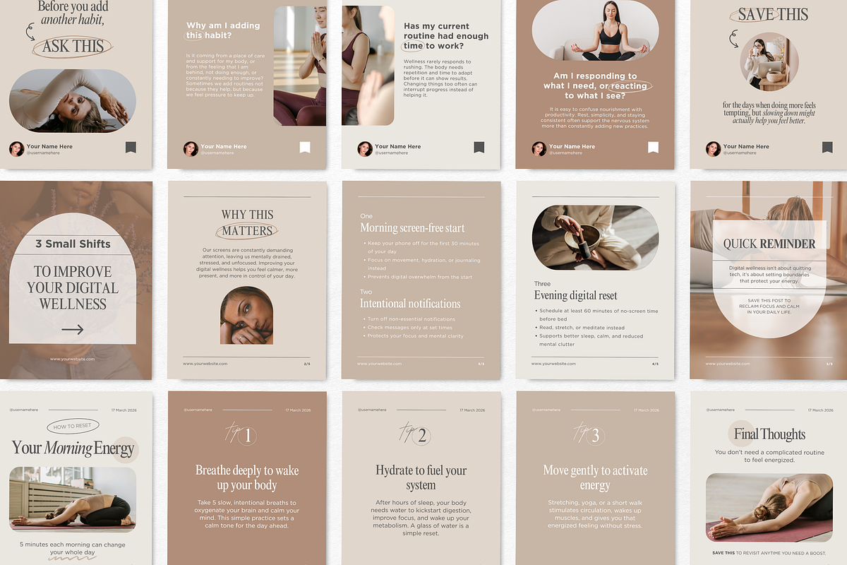 Wellness Carousel Instagram Posts Canva