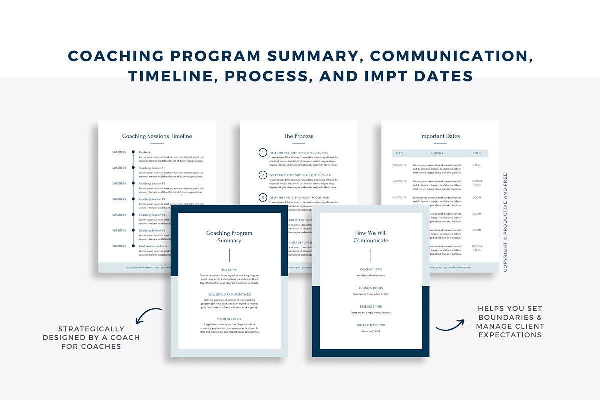 Coaching Client Welcome Packet, a Magazine Template by ProductiveandFree