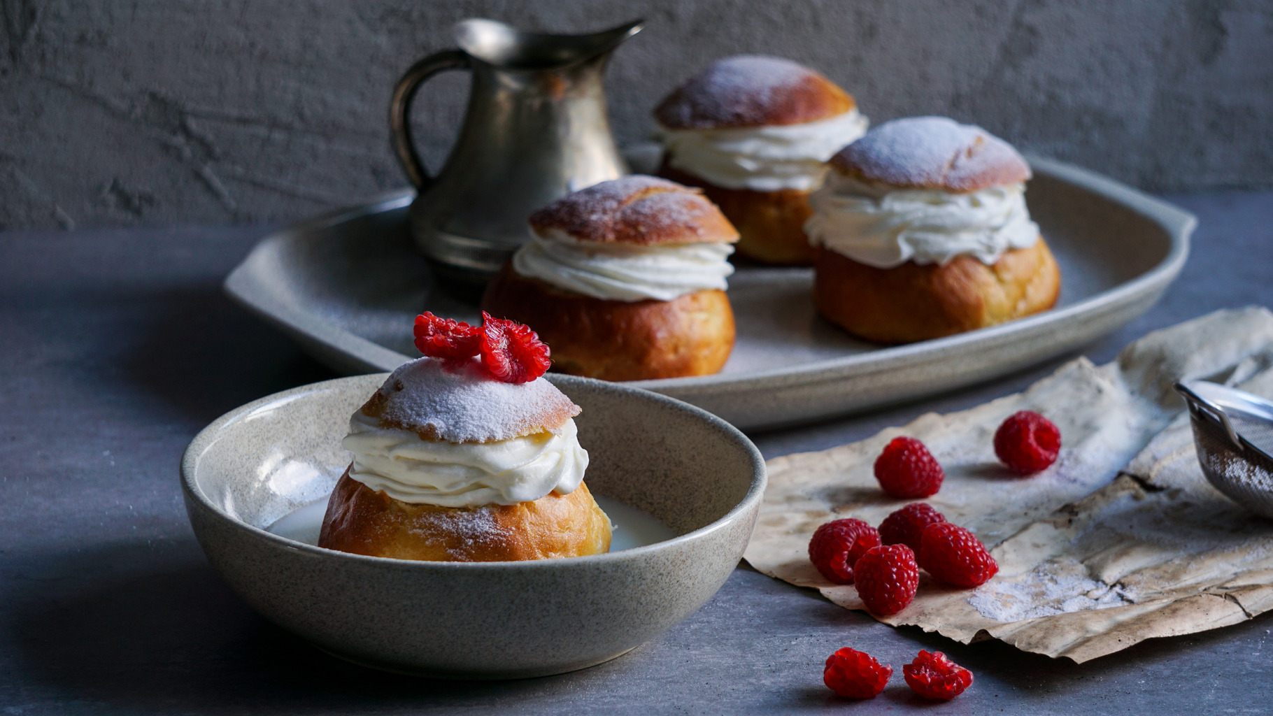 Semla or semlor vastlakukkel stock photo containing cream and bun, a ...