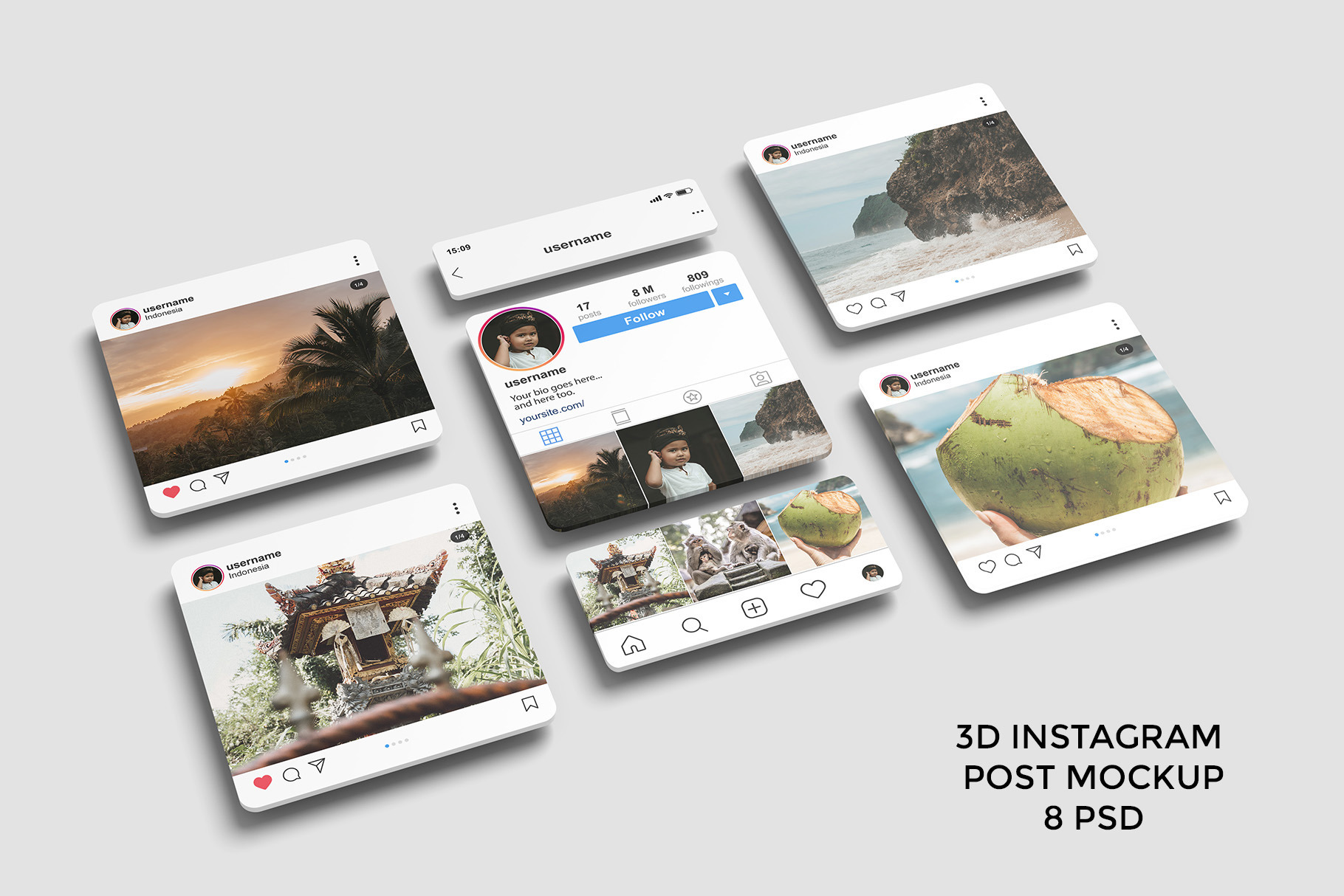 3d instagram post mockup