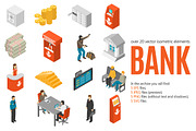 Bank Isometric Set, a Finance Illustration by Macrovector