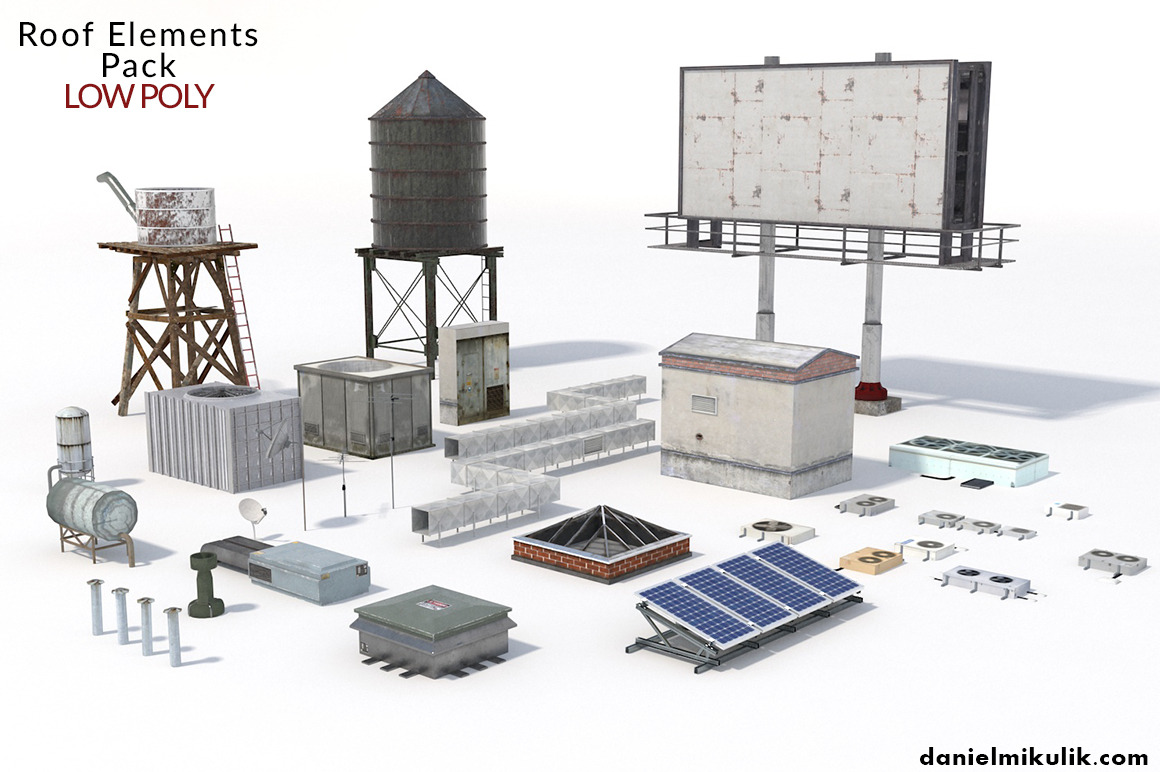 Low Poly Roof Element PACK, an Object 3D Model by Daniel Mikulik