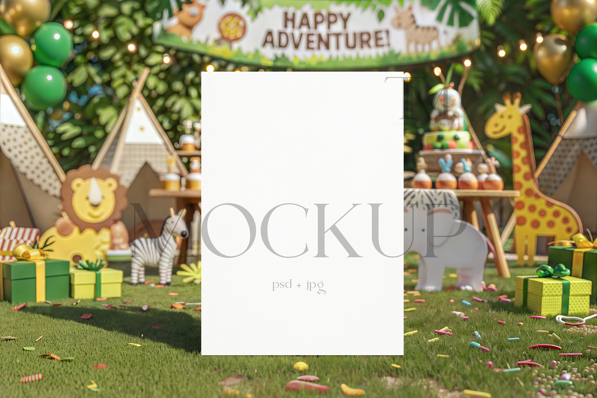 Jungle Safari Invitation Mockup, a Product Mockup by TatiMockup