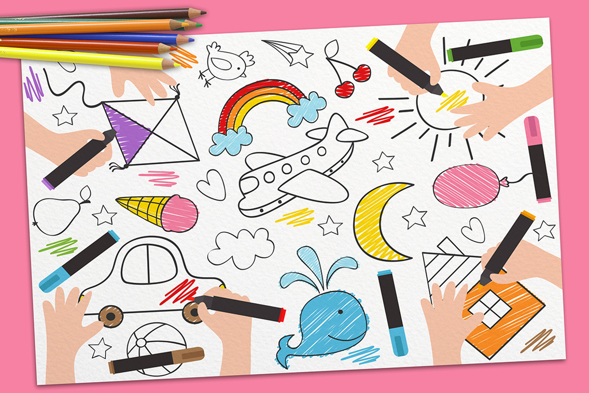 kids drawing, an Education Illustration by NataKa