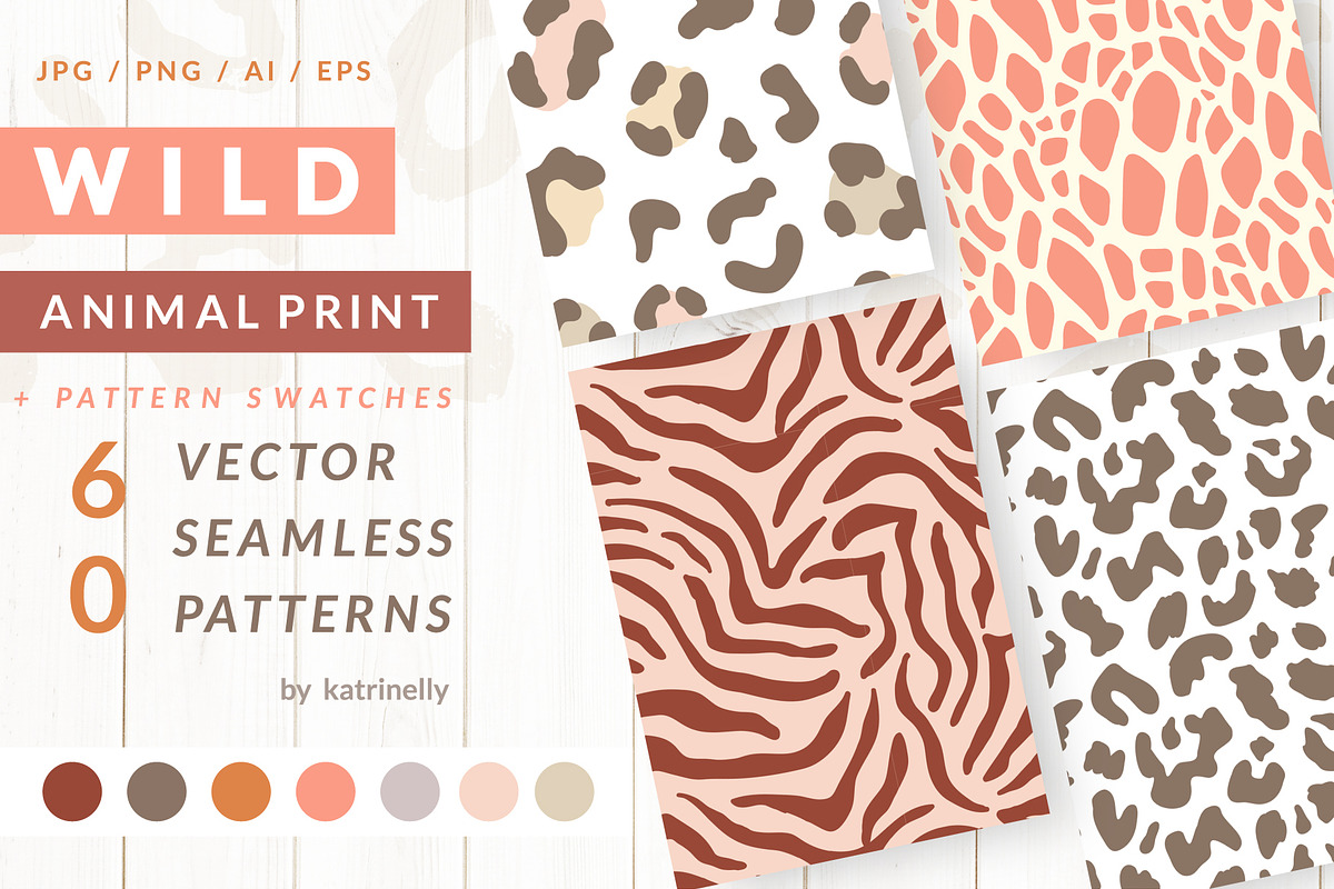 Wild Animal Print Seamless Patterns, a Pattern Graphic by Katrinelly