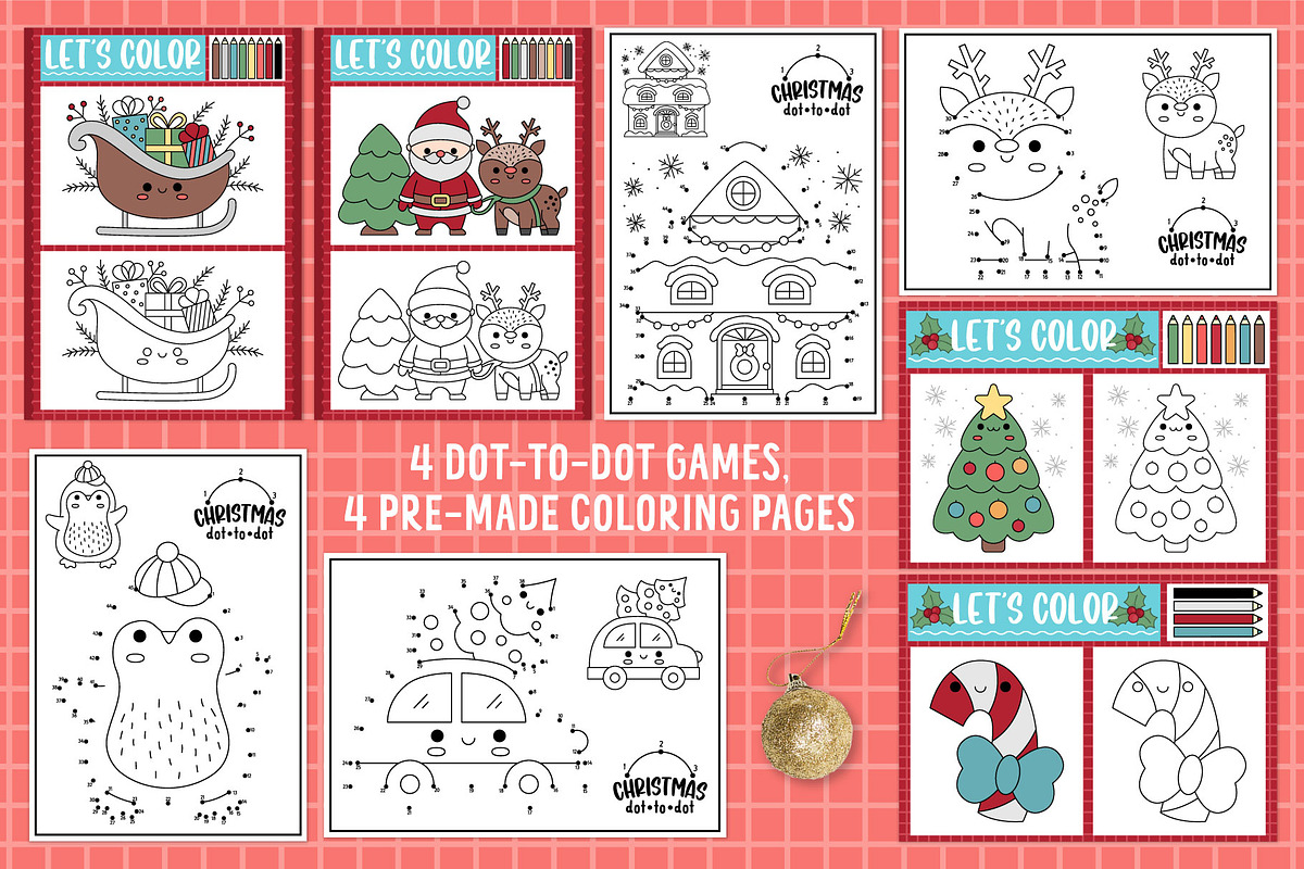 Kawaii Christmas Coloring Games, an Animal Illustration by Lexi Claus