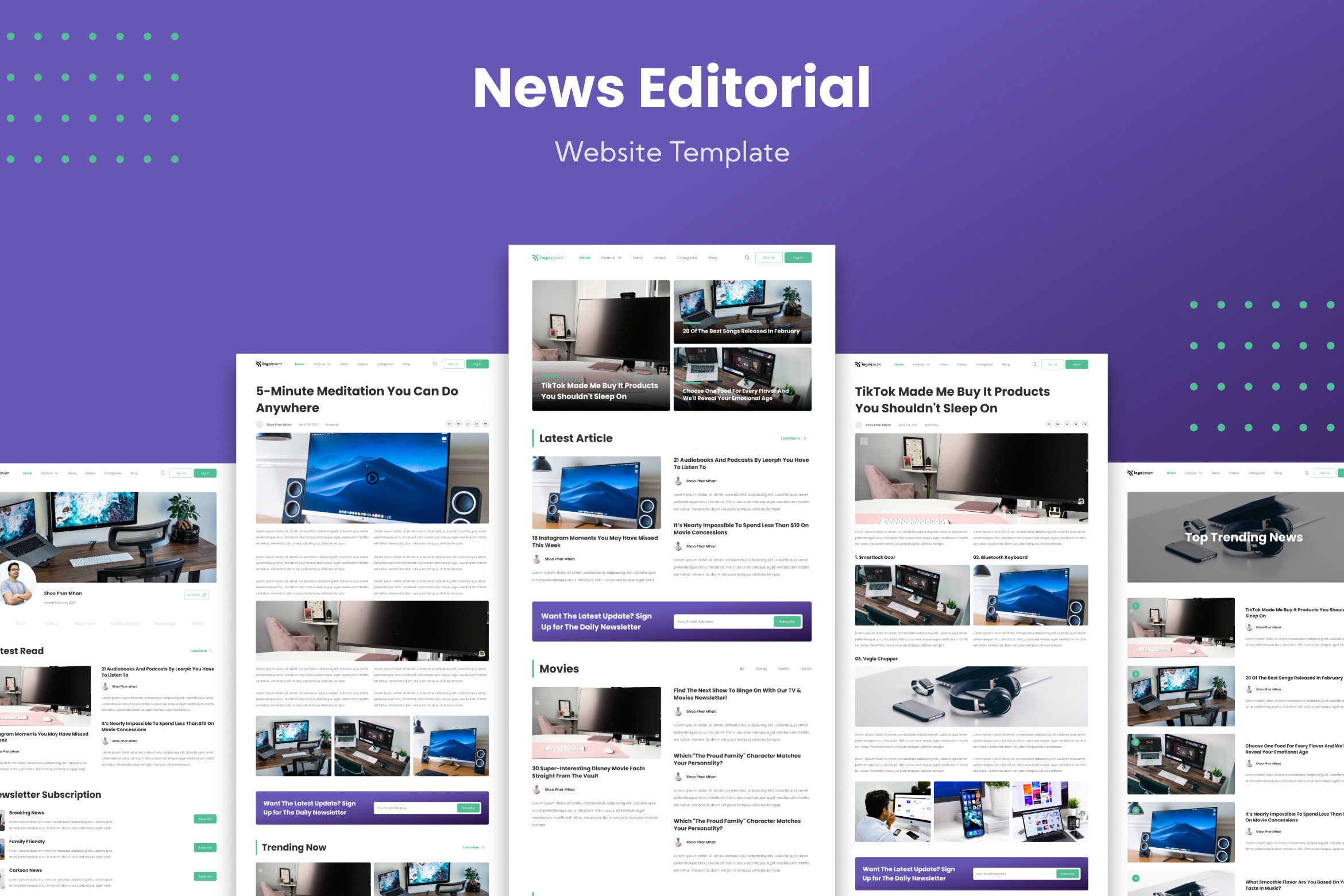 News Editorial Website Template, an UI Kit Template by Kreativ Space ...