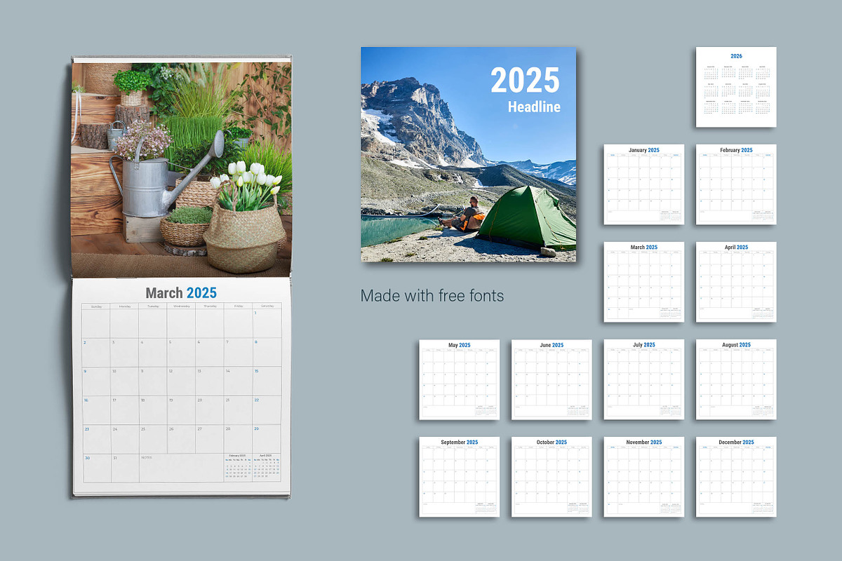 2025 Calendar InDesign Templates, a Brochure Template by R-studio