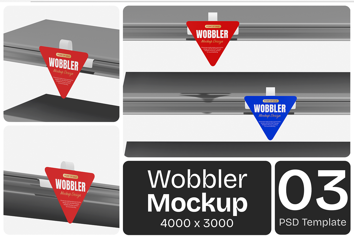 Shelf Triangle Wobbler Mockup, a Packaging Mockup by Permadi Creative