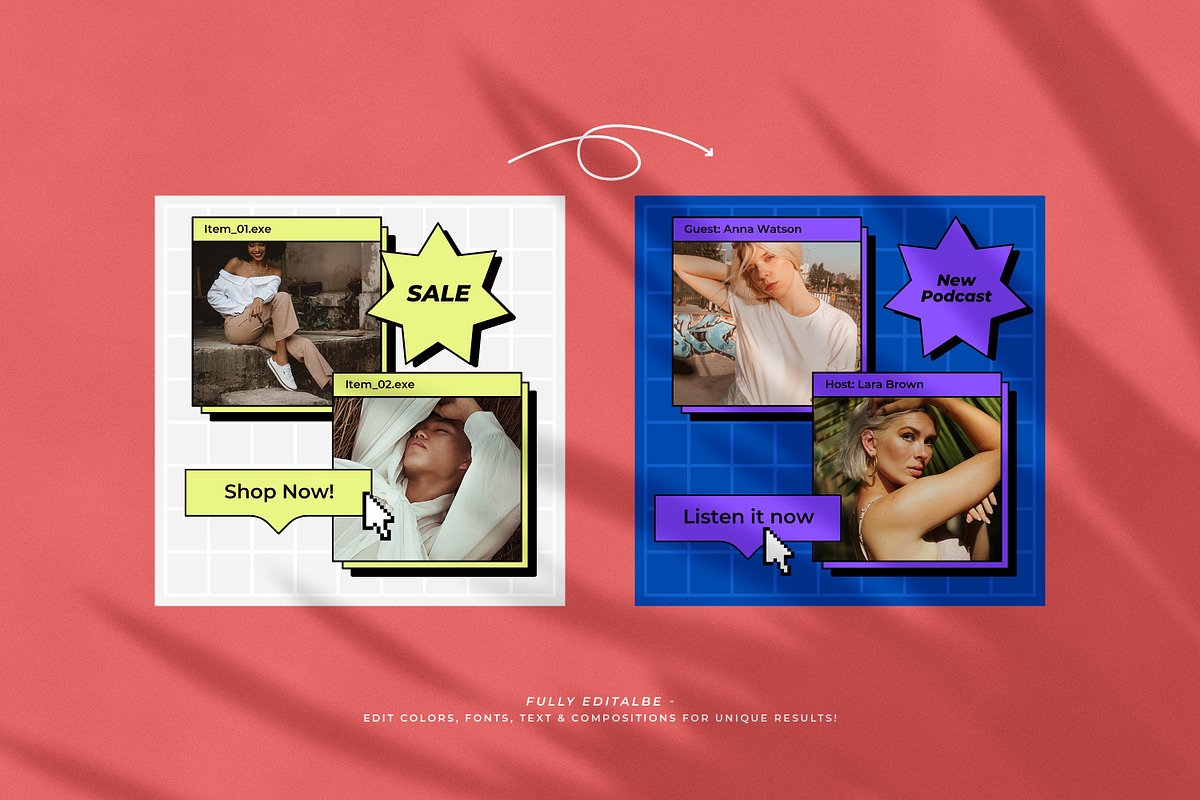 Retro Computer Instagram Templates, a Social Media Template by AndrewPixel