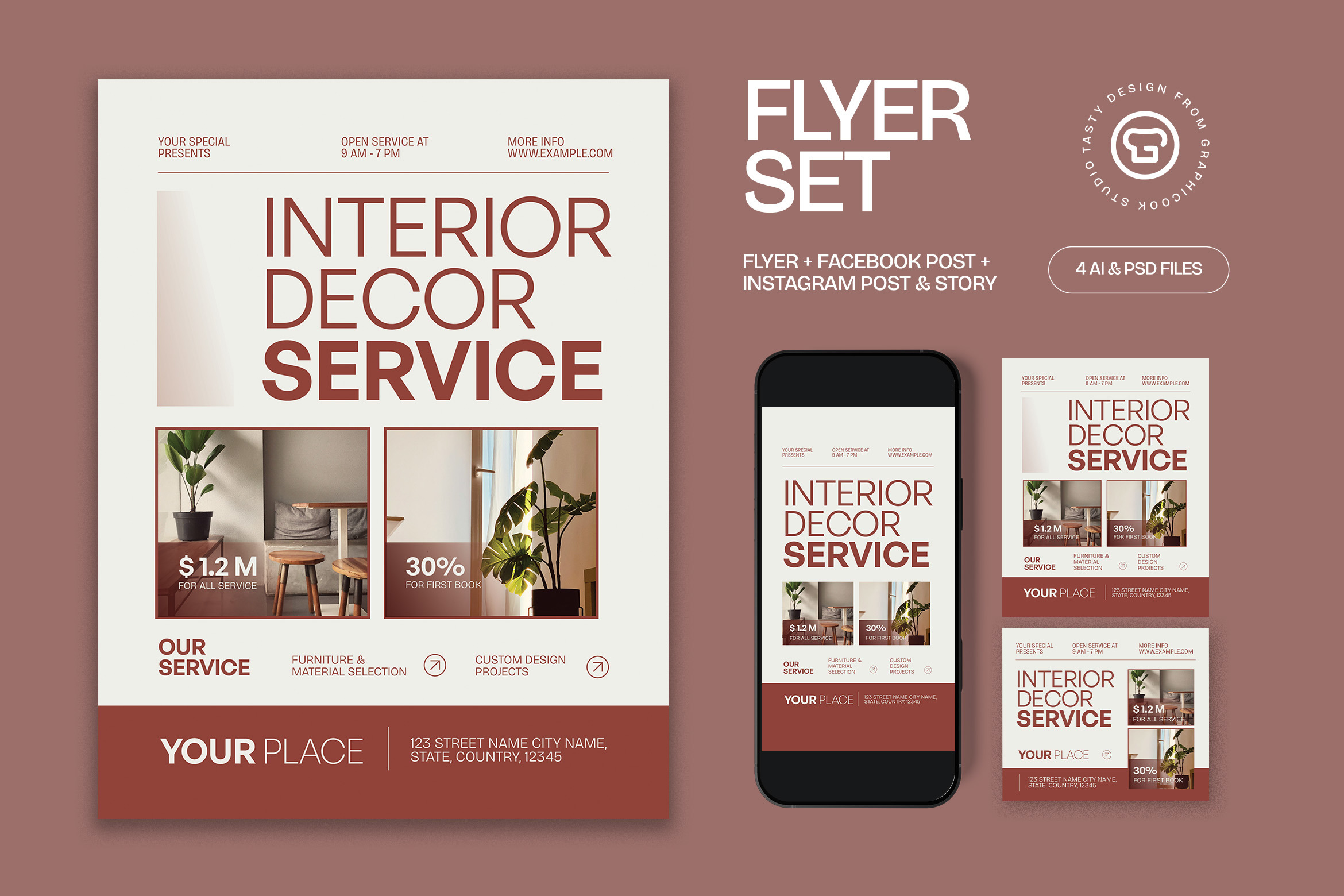 Interior Decor Service Flyer, a Flyer Template by graphicook