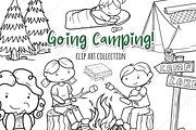 Going Camping Digital Stamps, an Illustration by Keepin' It Kawaii