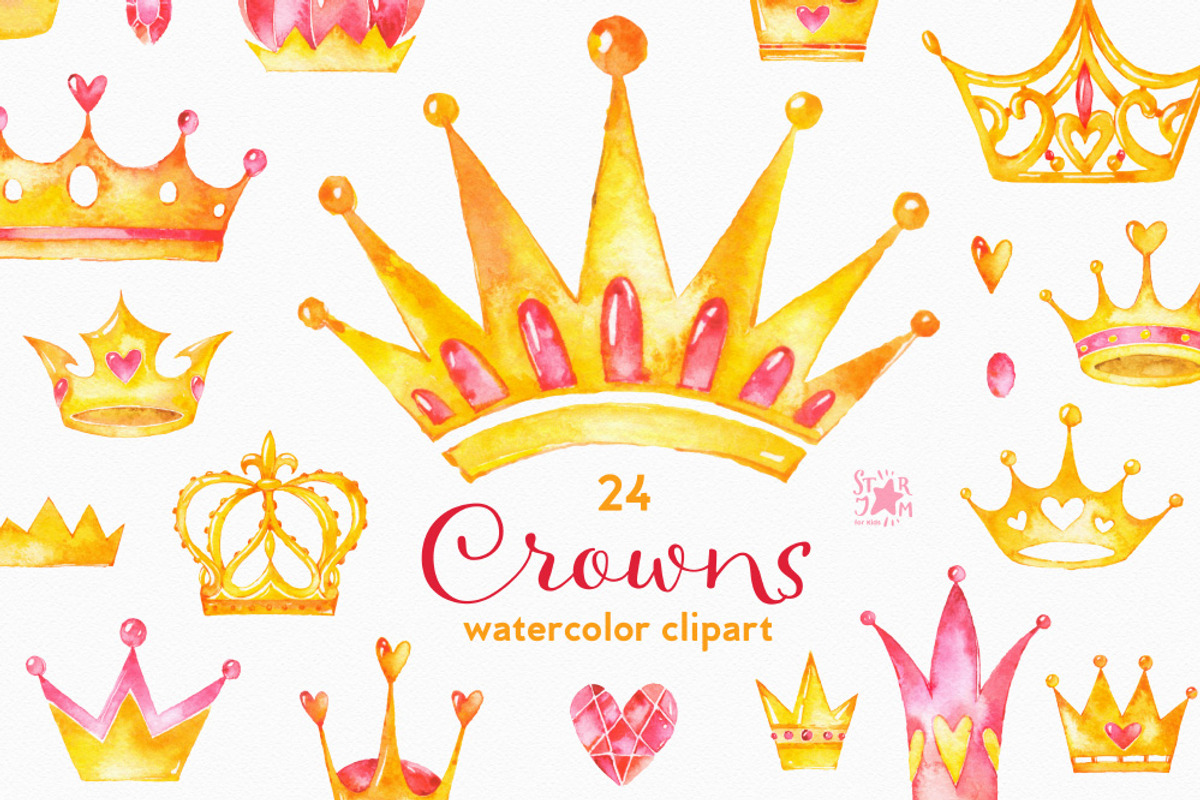 Crowns. Watercolor clipart, an Object Graphic by StarJam | Creative Market
