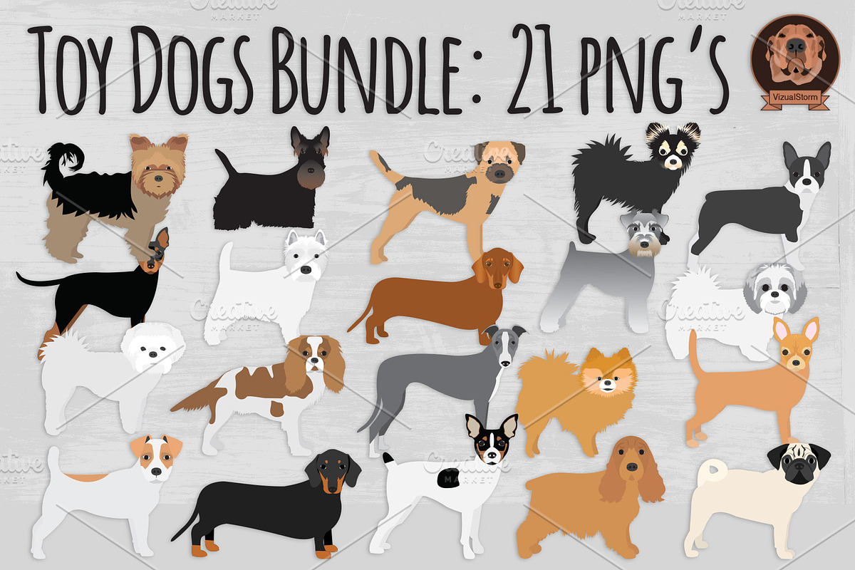 Toy Dog Clip Art Illustration Bundle, an Illustration by VizualStorm