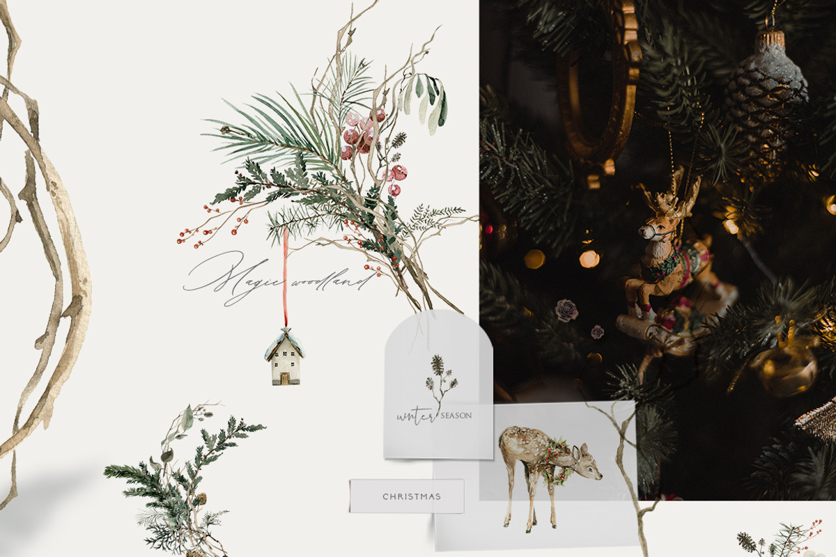 Christmas animals Winter woodland, an Animal Illustration by 60secondsArt