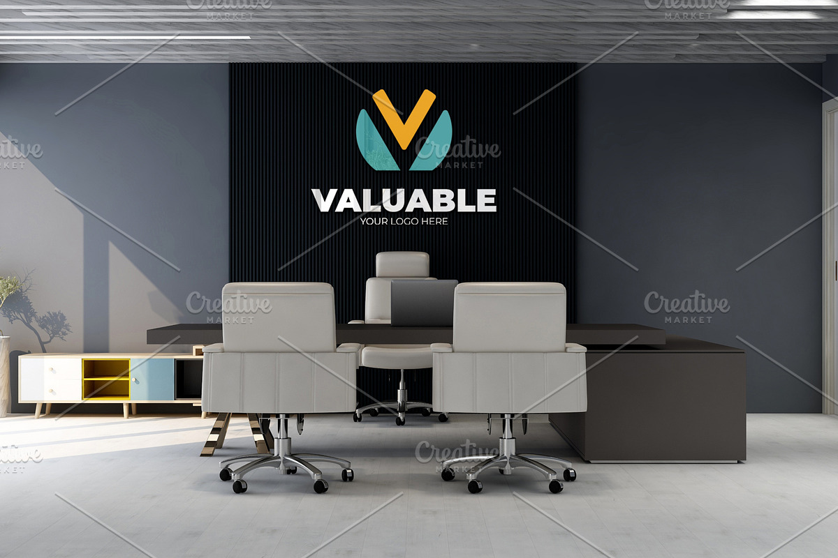Gray Office Set Wall Logo Mockup | Creative Market