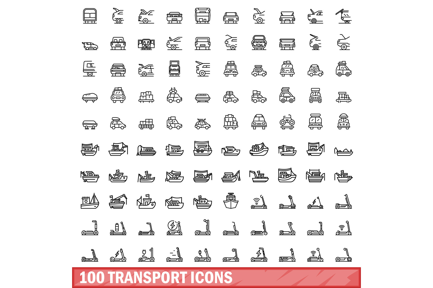 100 transport icons set, an Object Illustration by Ylivdesign