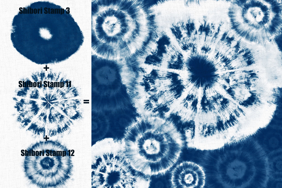 Shibori Watercolor Tie Dye Stamps, a Brush Add-On by OlgaRom