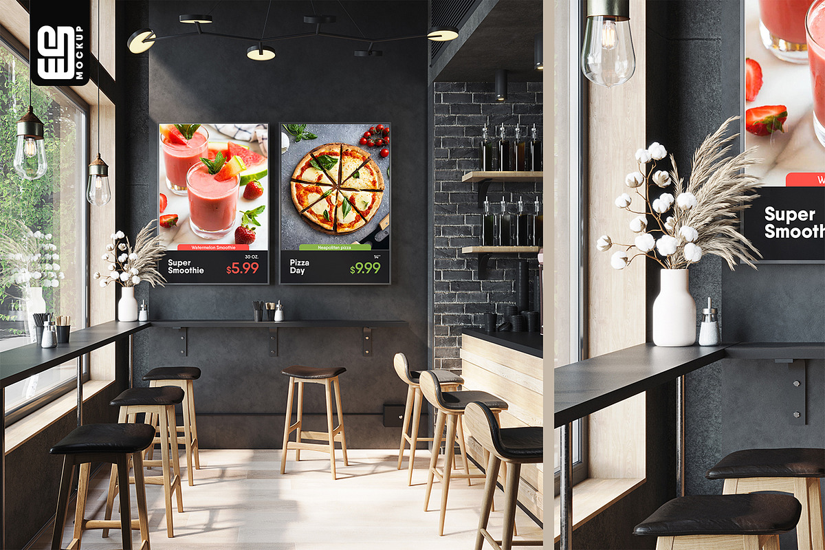 Digital Menu Board Mockup, an Advertising Mockup by SD Mockup