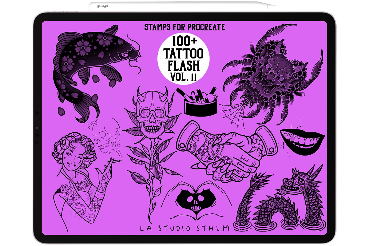 Tattoo Flash Vol. 11 - Stamp Set, a Brush Add-On by LA Studio Sthlm