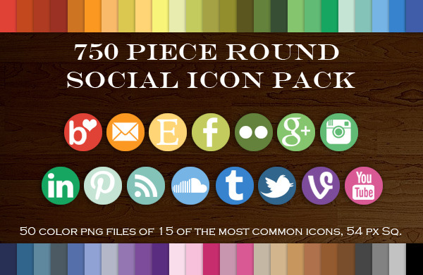 750 Piece Round Social Icon Pack, an Icon by The Geekery Store