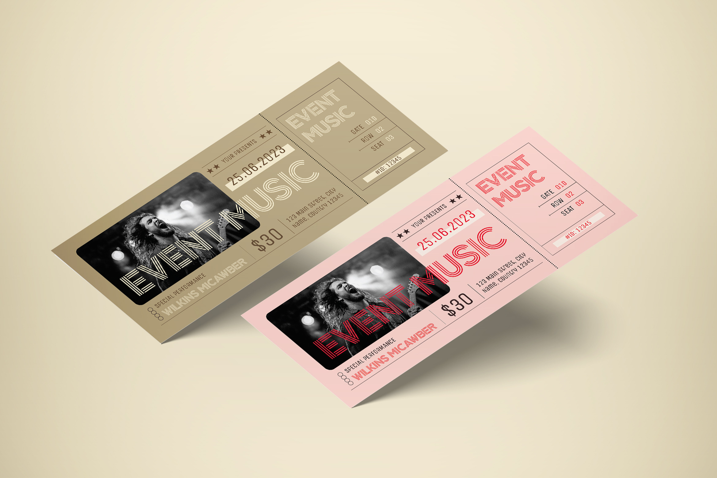 Ticket Event Music, a Card Template by graphicook
