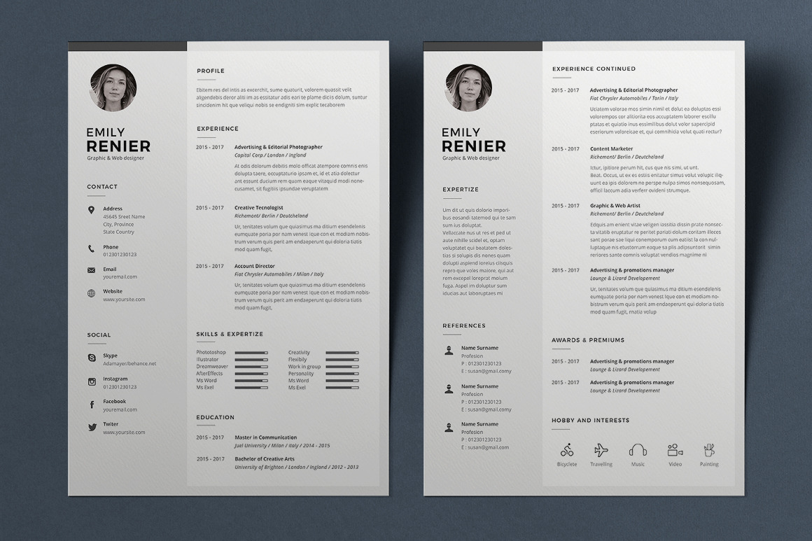 Resume Emily, a Resume Template by Astut