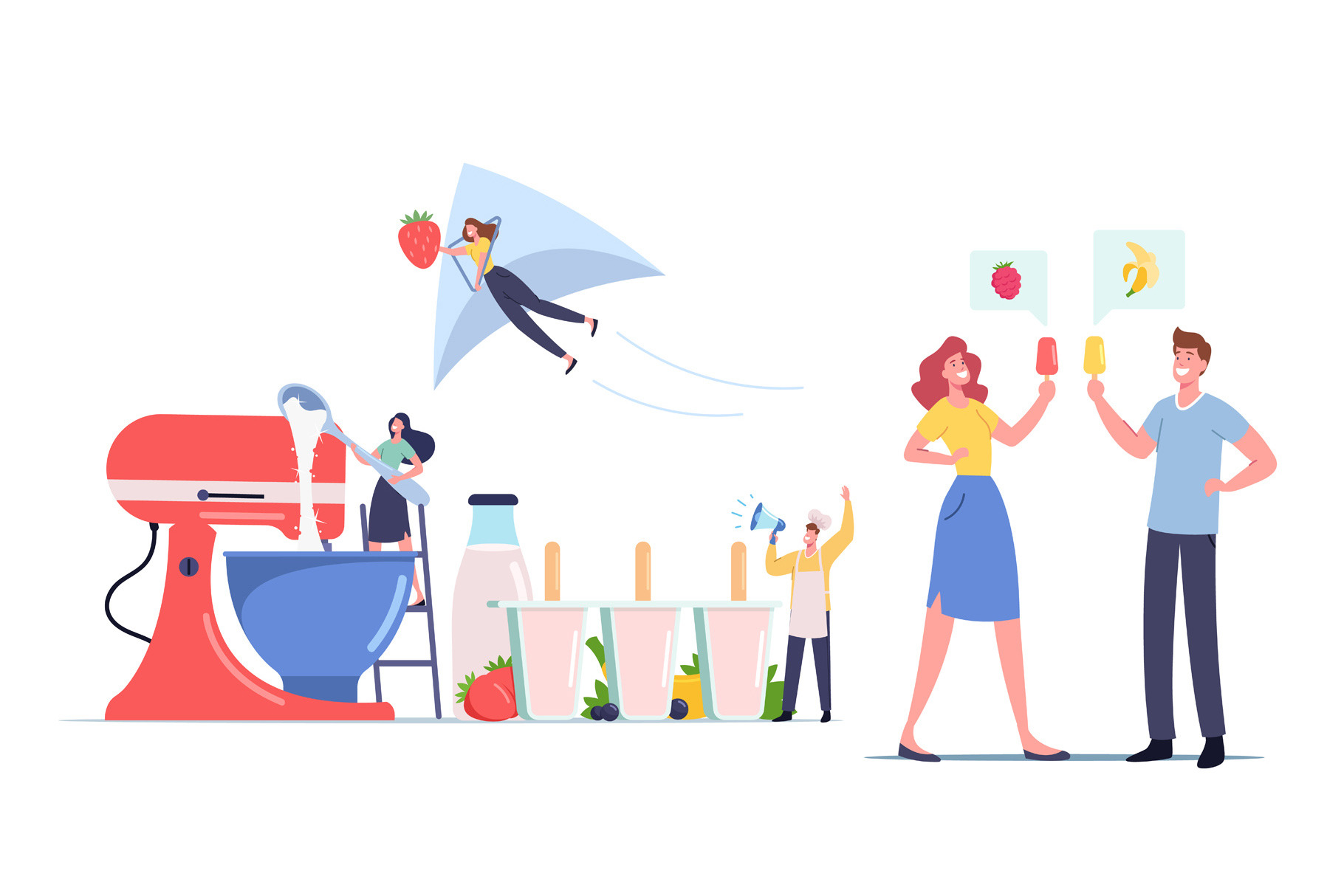 Tiny Characters on Ladder Cooking | Food Illustrations ~ Creative Market