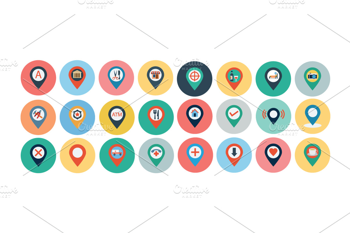 75+ Flat Maps and Navigation Icons, an Icon by Creative Stall