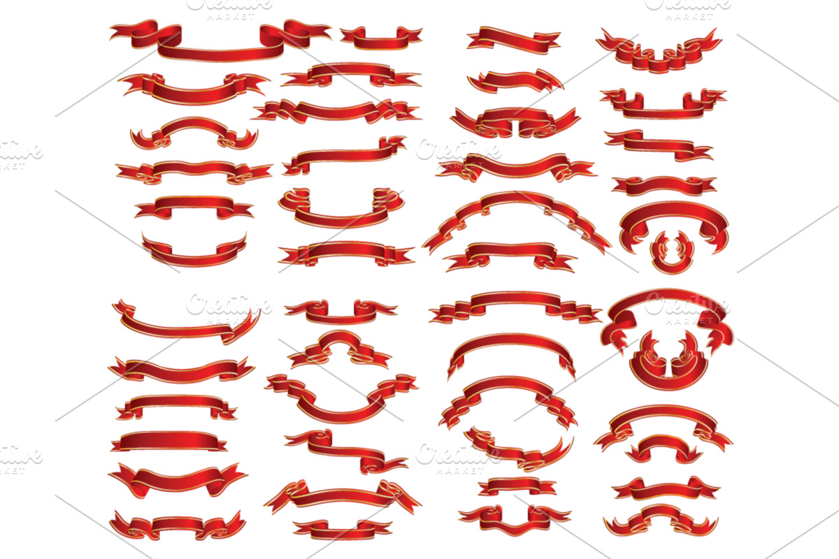 Collection of brightly red ribbons, a Decorative Illustration by Pavel ...