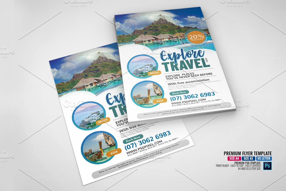 Travel and Booking Services Flyer, a Flyer Template by PSDPixel