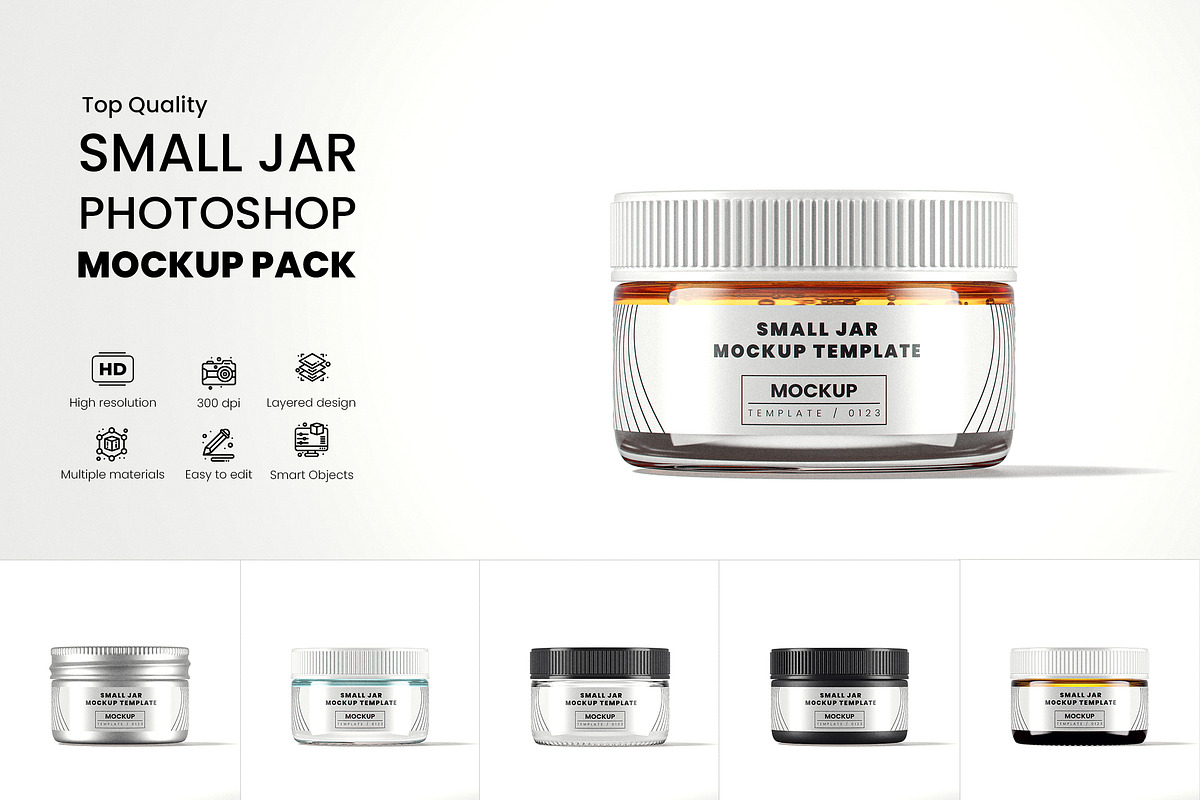 Cylinder Low-profile Jar Mockup Pack, a Packaging Mockup by Designer ...
