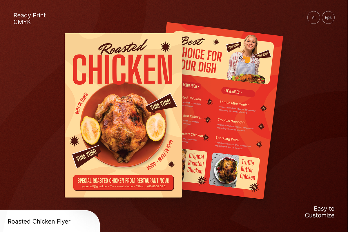 Roasted Chicken Menu, a Flyer Template by Annora Studio