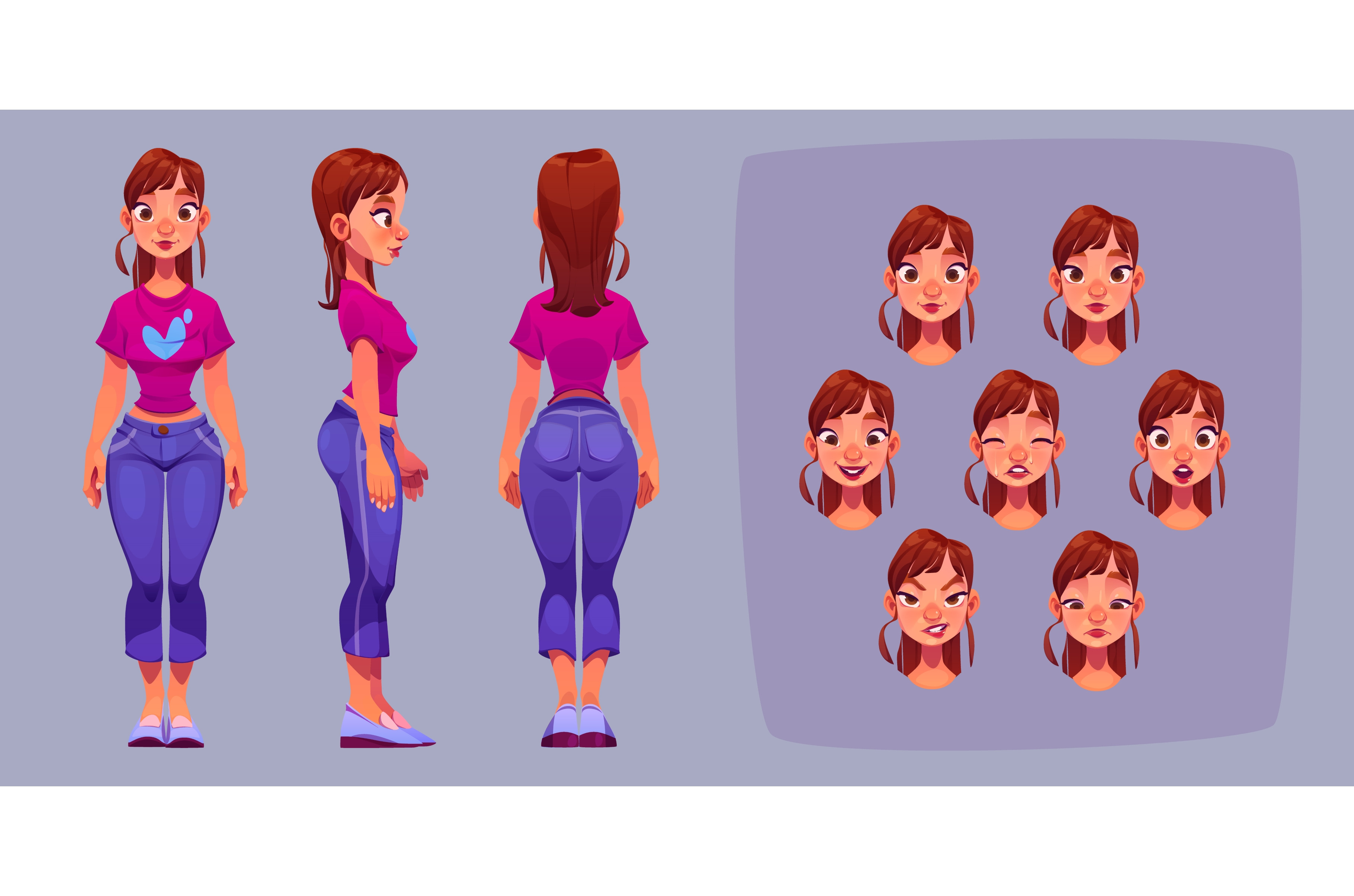 Girl character for animation, side, a Person Illustration by art PVP ...