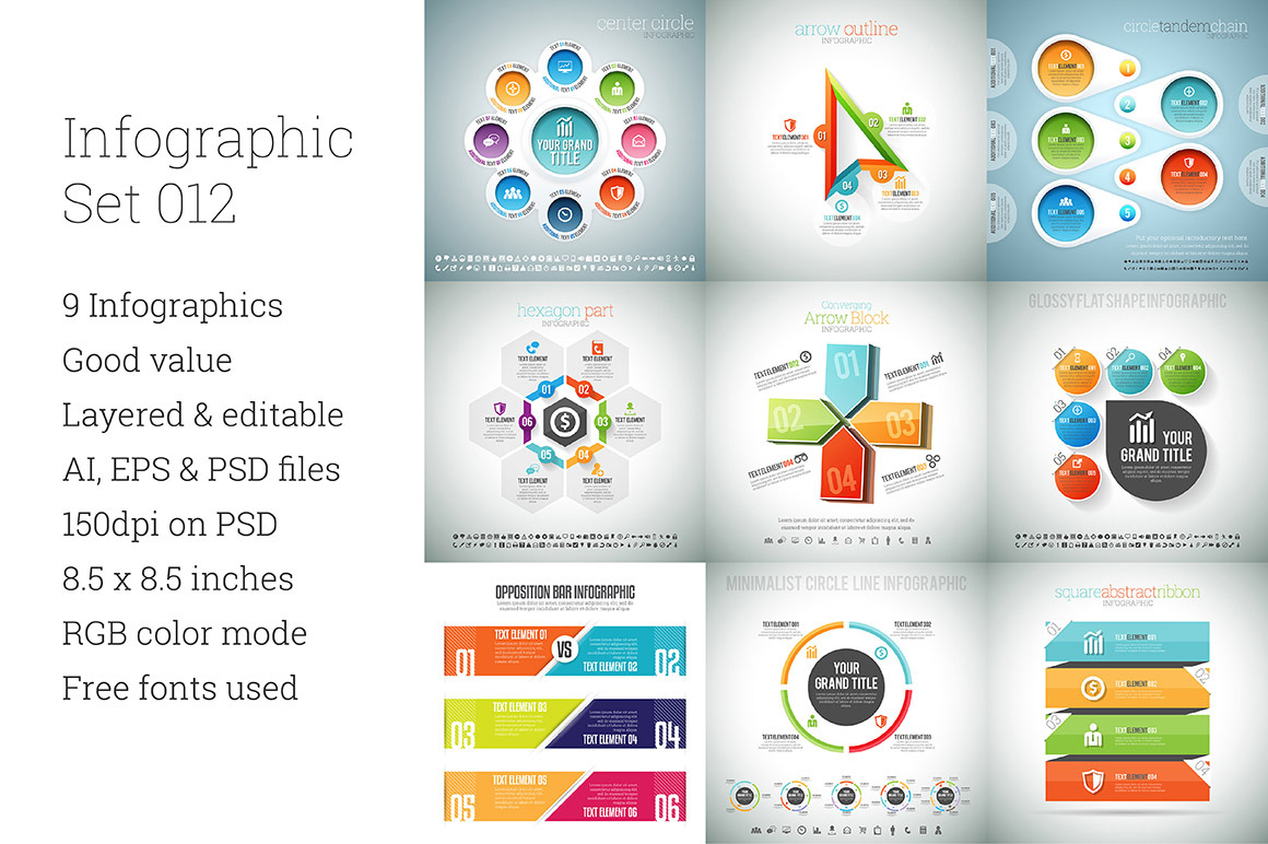 Infographic Set 12, a Templates & Theme by h.utomo | Creative Market