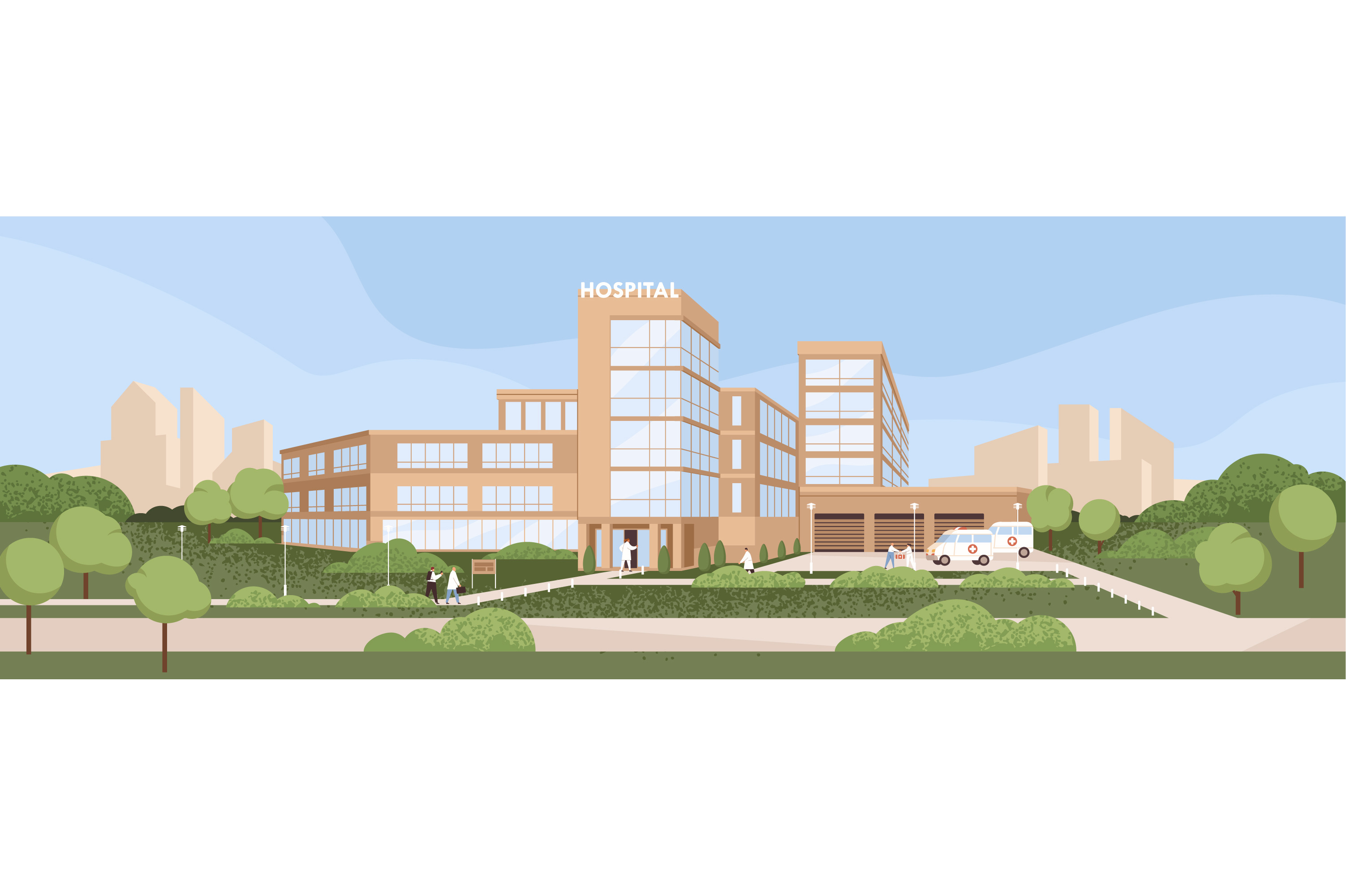 Modern hospital building exterior, a Healthcare Illustration by Good Studio