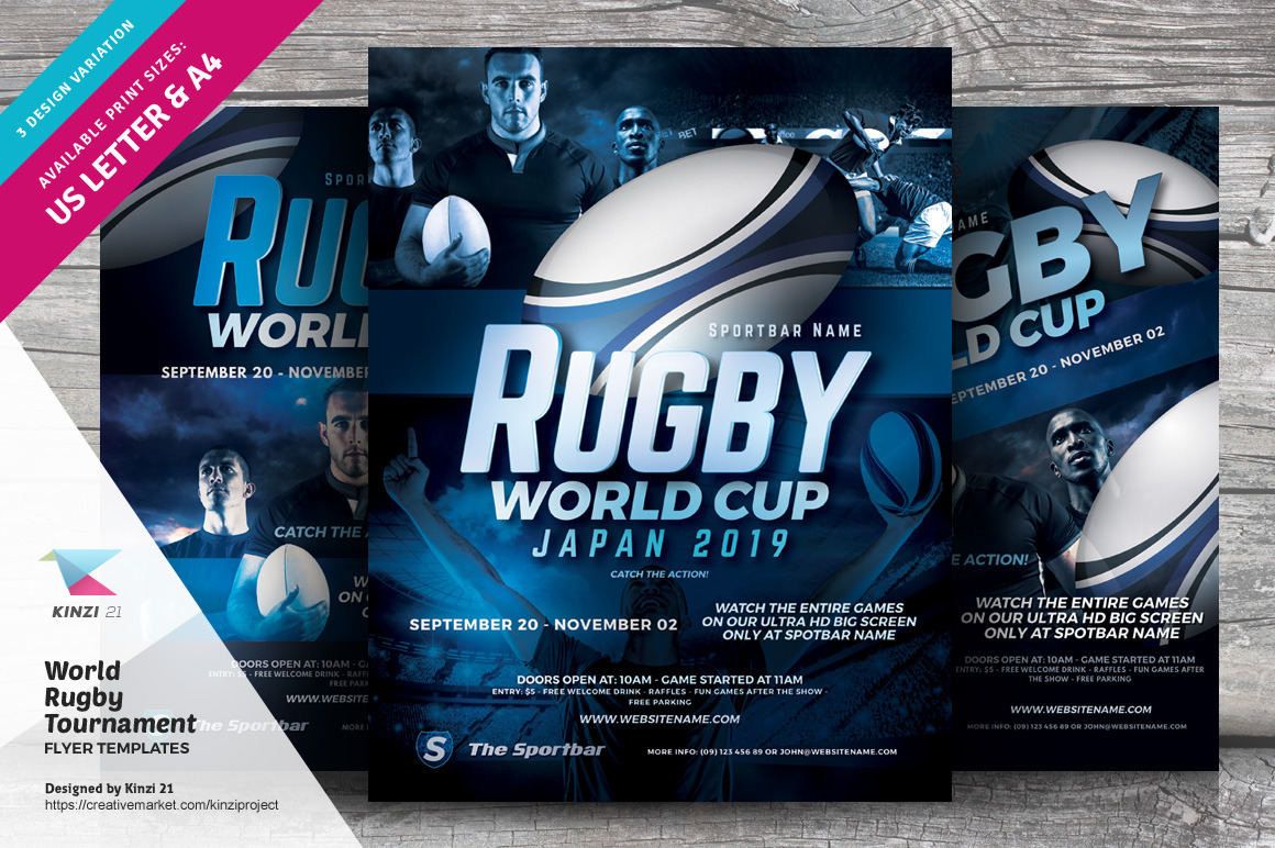 Rugby Tournament Flyer Templates, a Flyer Template by kinzi21