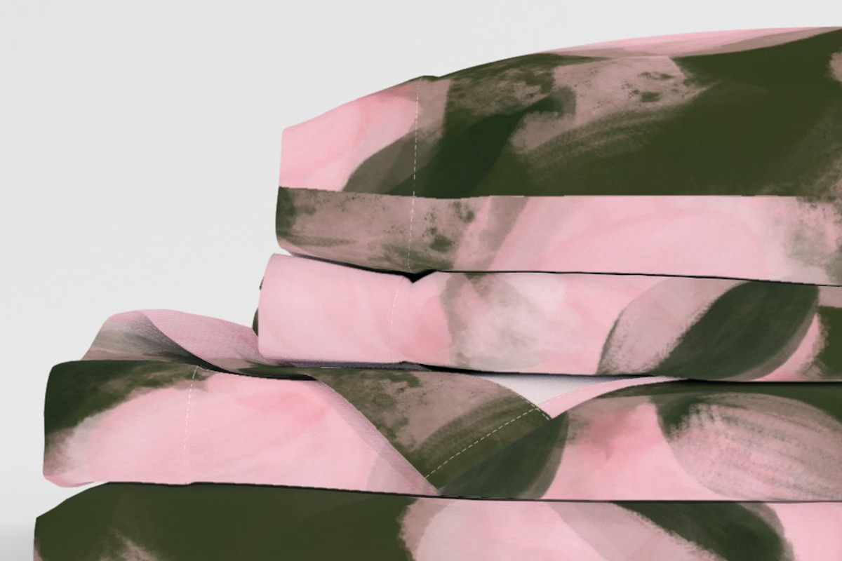 Abstract pink green spring blooms, a Pattern Graphic by Nocito Design